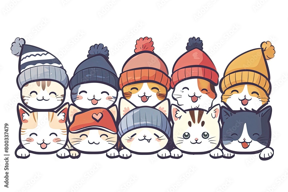 Purrfectly Hat-tastic: Adorable Cat Crew in Various Hats,Furry Hat ...