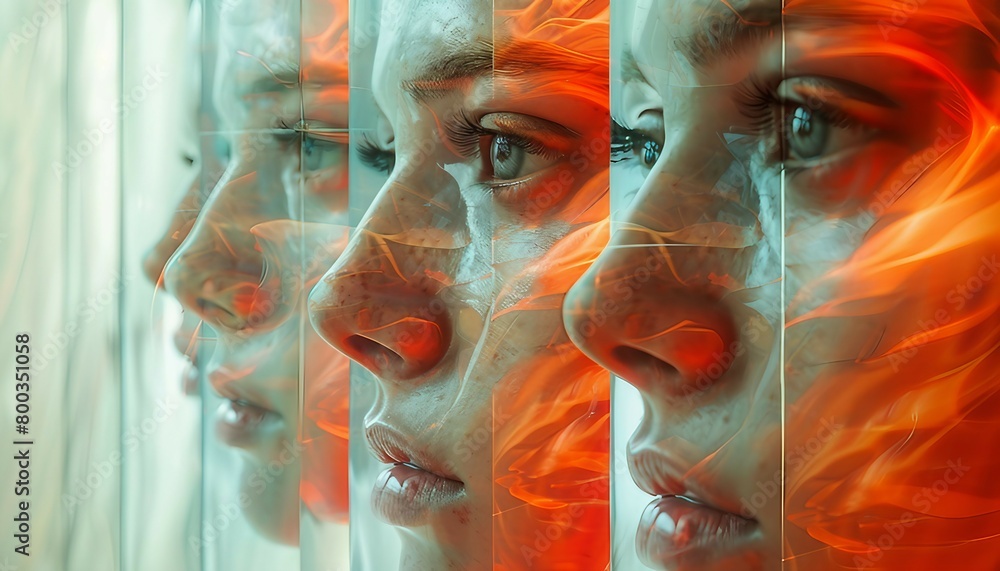 ภาพประกอบสต็อก The Hall of Mirrors, abstract scene resembling a hall of ...