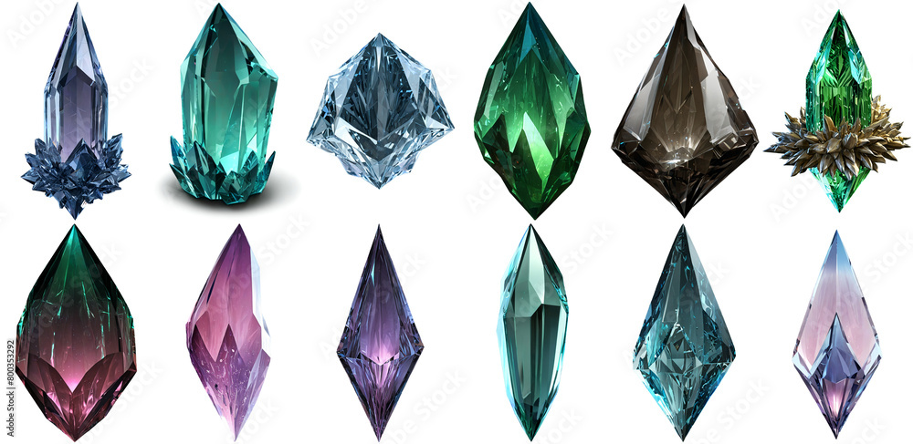 Gorgeous collection of magic crystals isolated on transparent ...