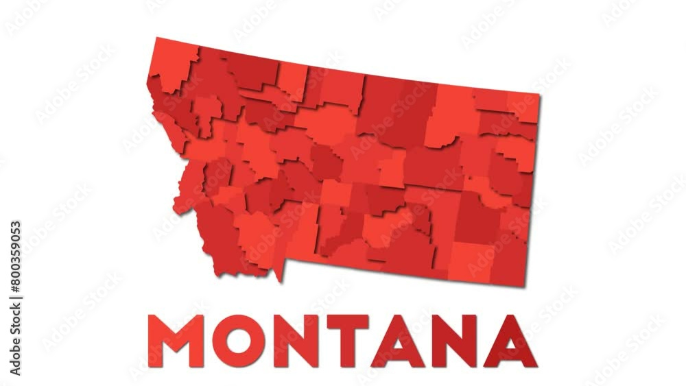 Montana map showing regions. Animated us state map with title. 4k ...