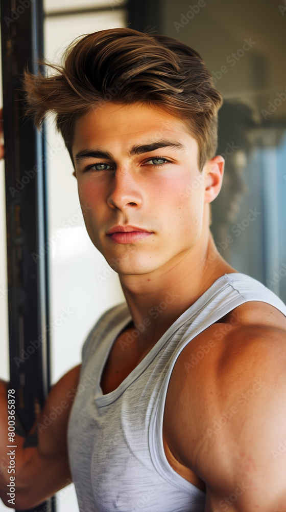 Handsome athletic male model in sports outfit. Stock Photo | Adobe Stock