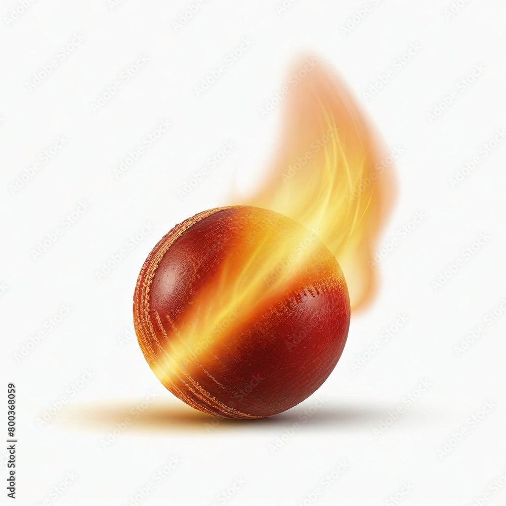 burning ball on fire, cricket ball flying on fire isolated on ...