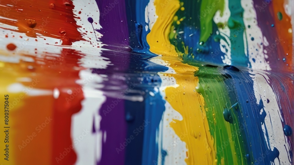 Rainbow color paint splash background. Exploding liquid paint copyspace ...