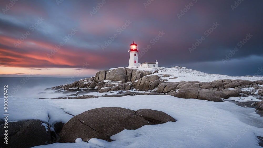 lighthouse in the fog A scary Peggy s Cove lighthouse in a frozen ...