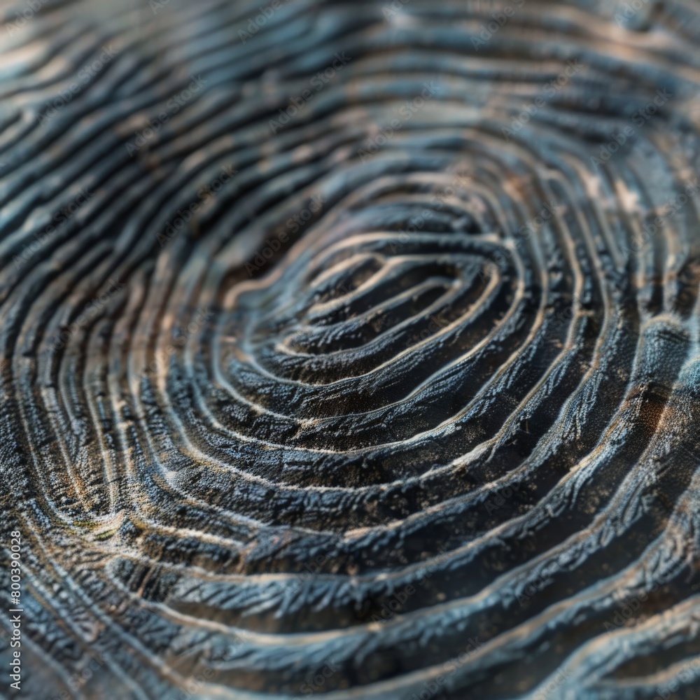 A closeup of a persons fingerprint with swirling ridges and valleys ...