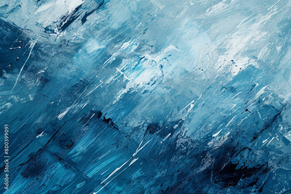 Abstract modern contemporary art background. Blue and white oil ...