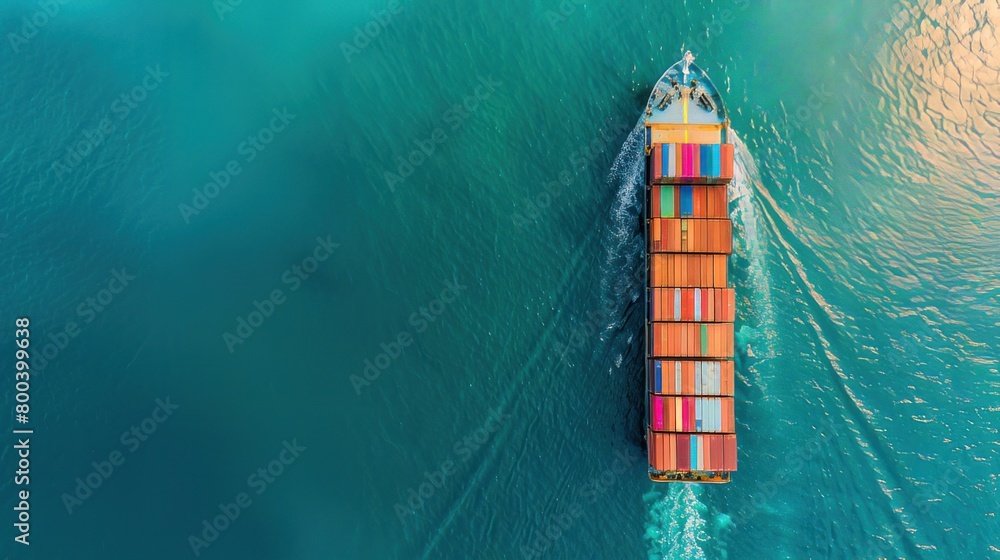 Aerial top view containers ship cargo business commercial logistic and ...