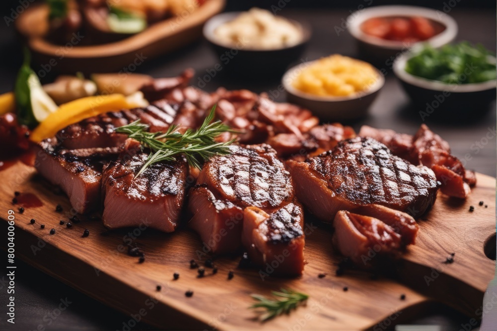 'selection grilled gourmet meats timber bar-b-q grill banner bratwurst ...