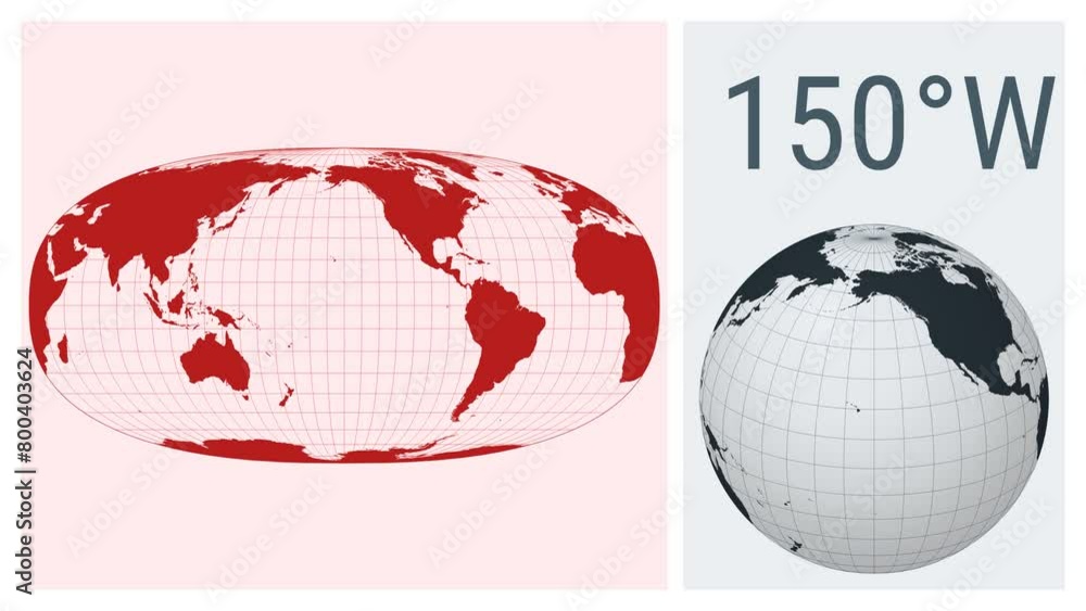 World Map Animation. Waldo R. Tobler hyperelliptical projection. Solid ...