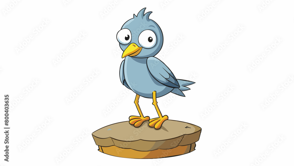 A comicallooking bird balancing on a rocky cliff its round body and ...