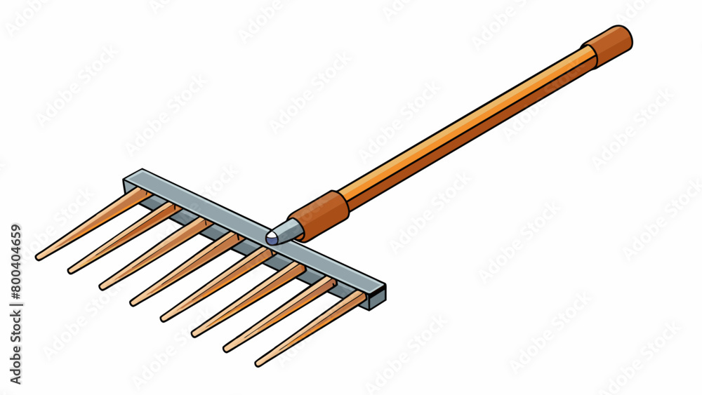 A large durable rake with long narrow prongs for smoothing out rough ...