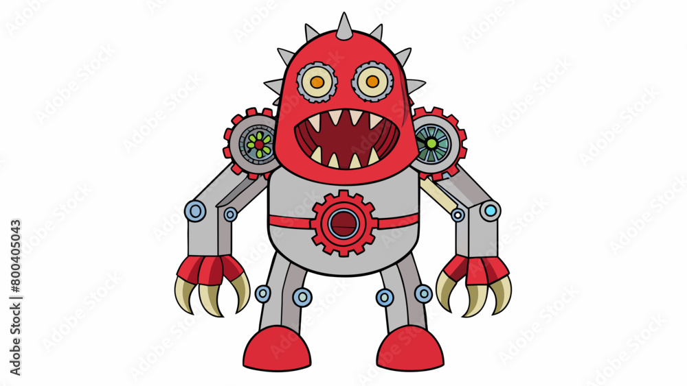 A mechanical monstrosity with gears whirring and steam hissing from its ...