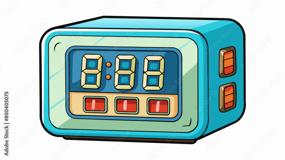 A modern digital clock with a square shape and LED display. It can be ...