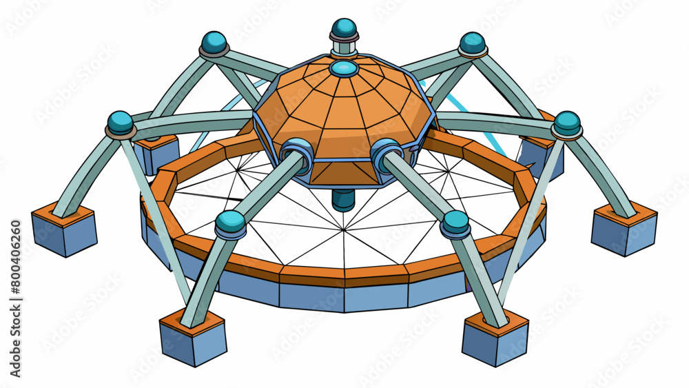 A structure resembling a giant spiderweb floating in the darkness of ...