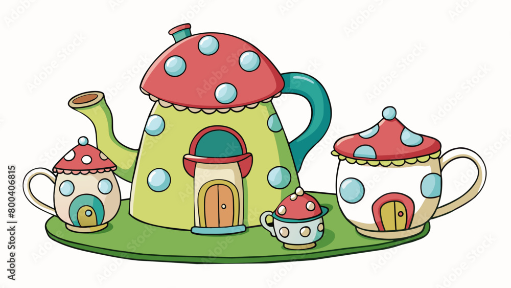 A whimsical tea set that looks like soing from a fairytale with cups ...
