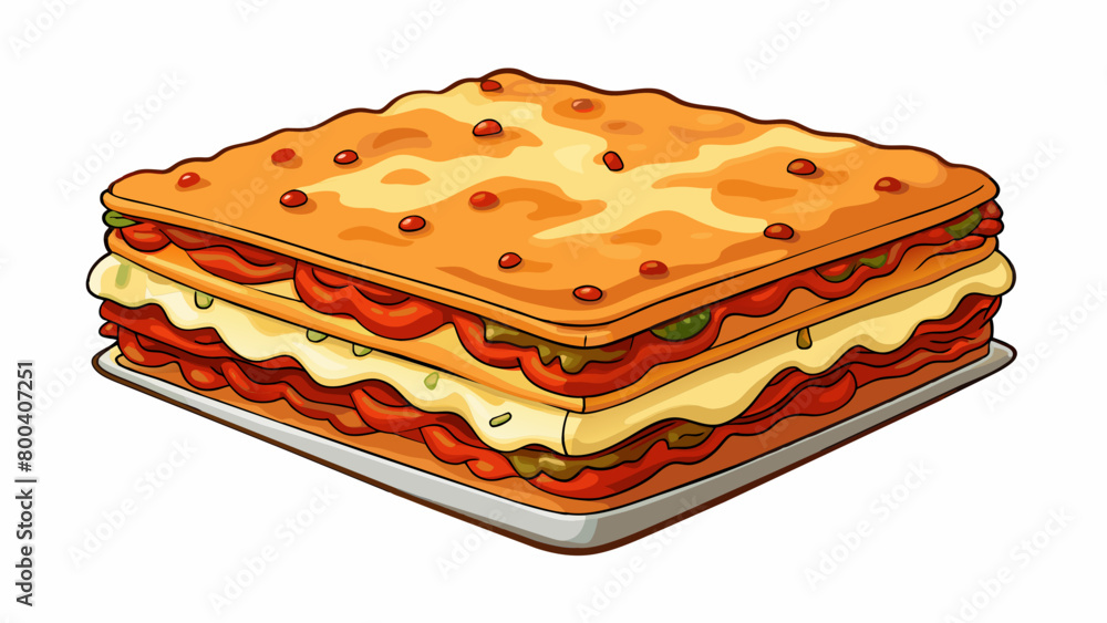 Baked lasagna Layers of wide flat noodles meaty tomato sauce and melted ...