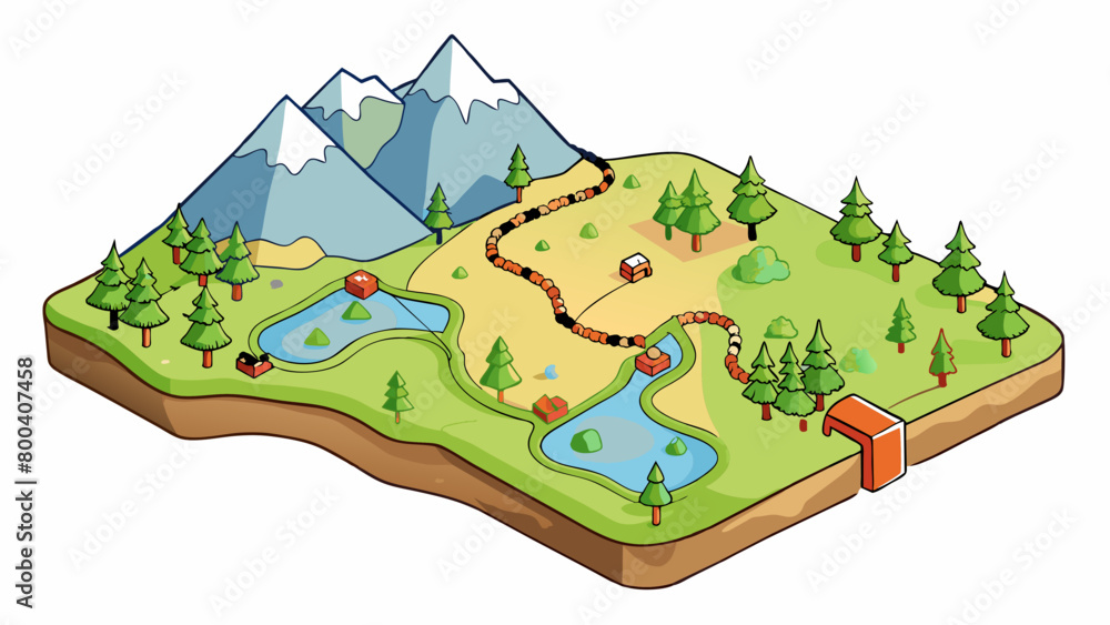 Hiking Trail Map A topographic map that displays the various trails and ...