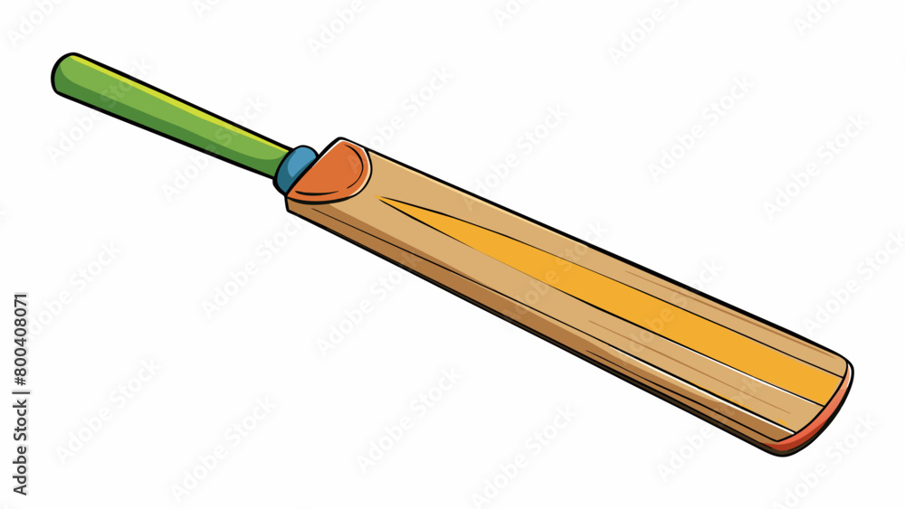 The edges of the cricket bat are slightly curved and raised giving it a ...