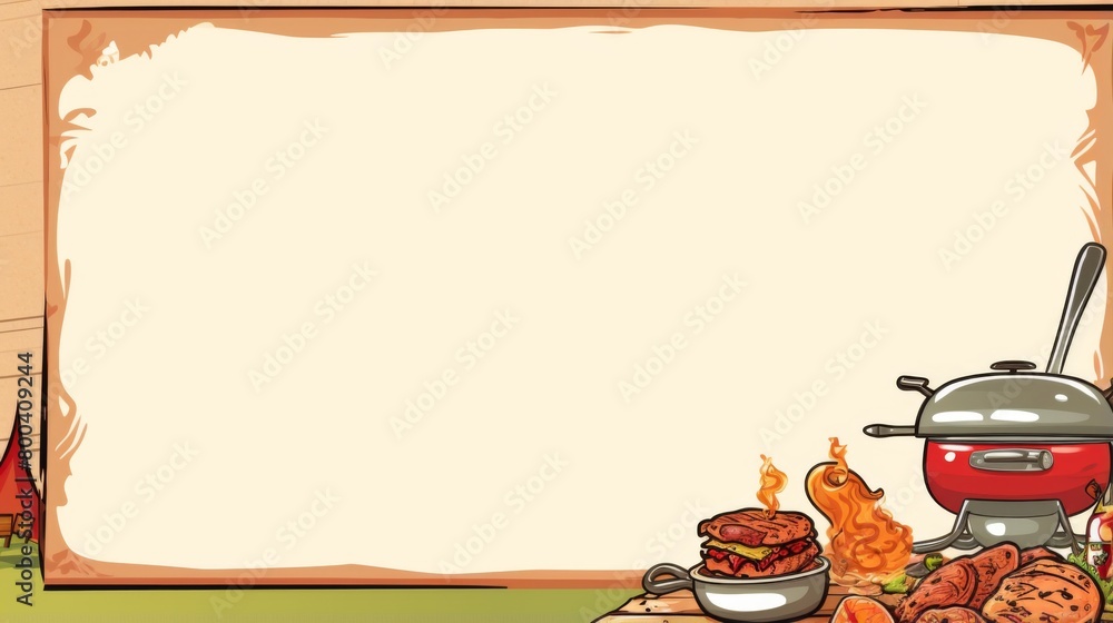 An inviting empty BBQ-themed design with a border showcasing delicious ...
