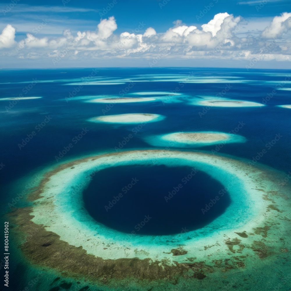 An Illustration of the great blue hole in Belize, Deep blue chasm, Deep ...