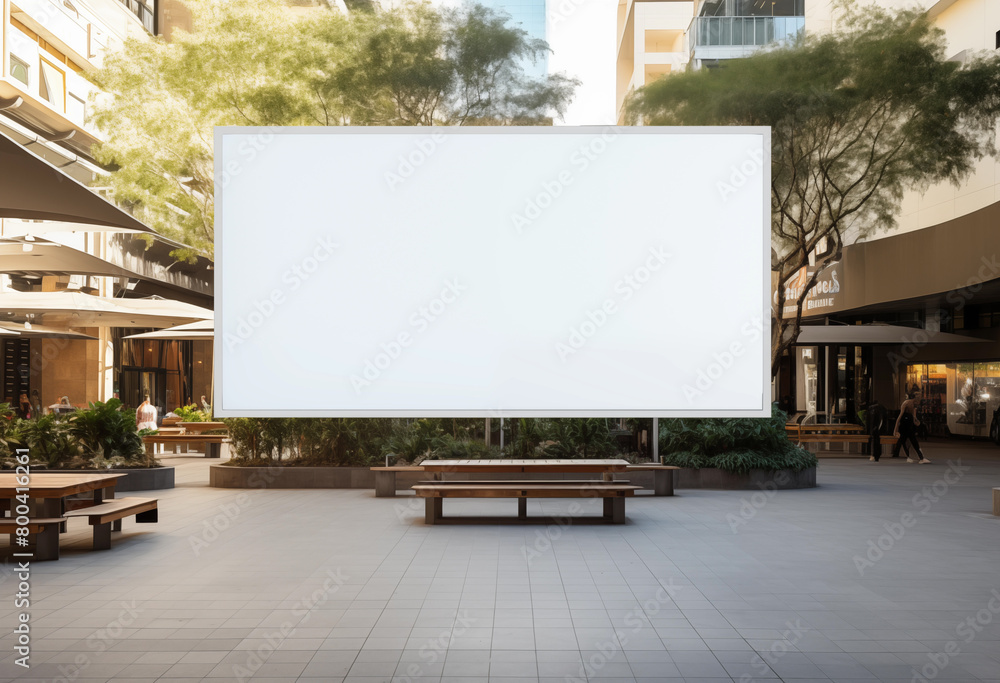 Blank digital signage screen displayed at urban street billboard mockup ...