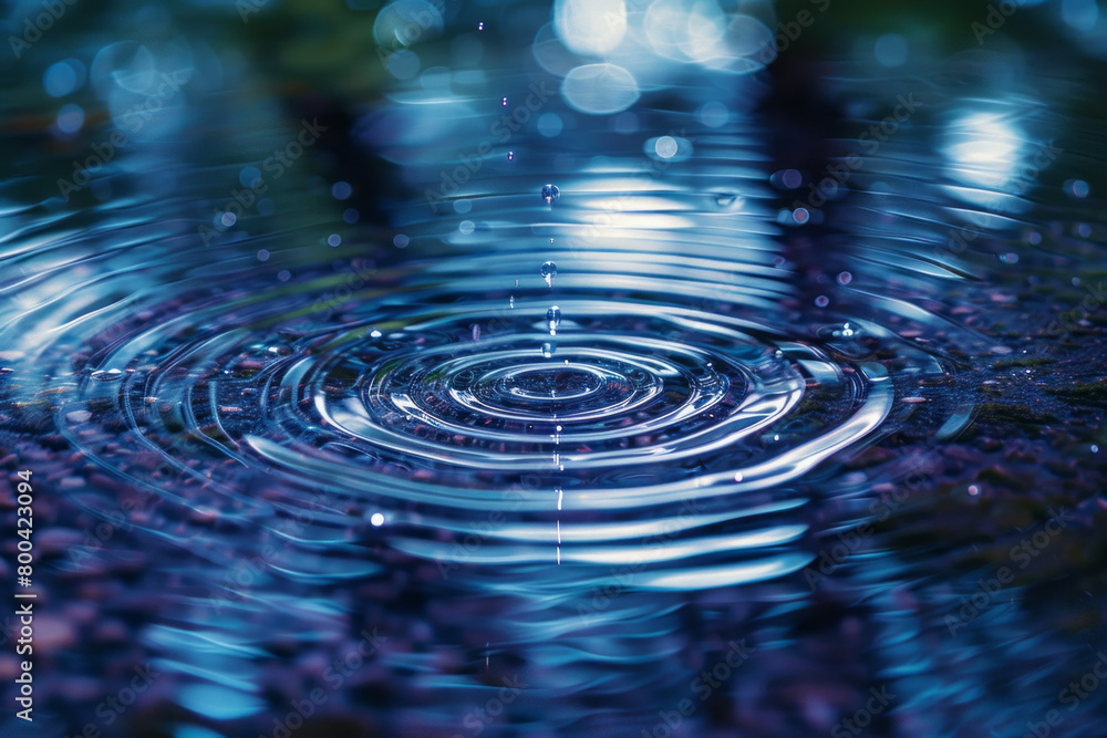 A series of ripples expanding outward from a single point in a pond ...