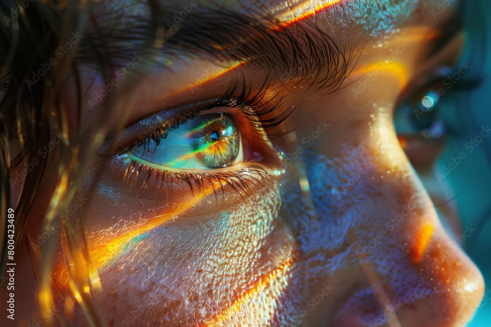 An abstract representation of eyes of different colors and shapes, with ...