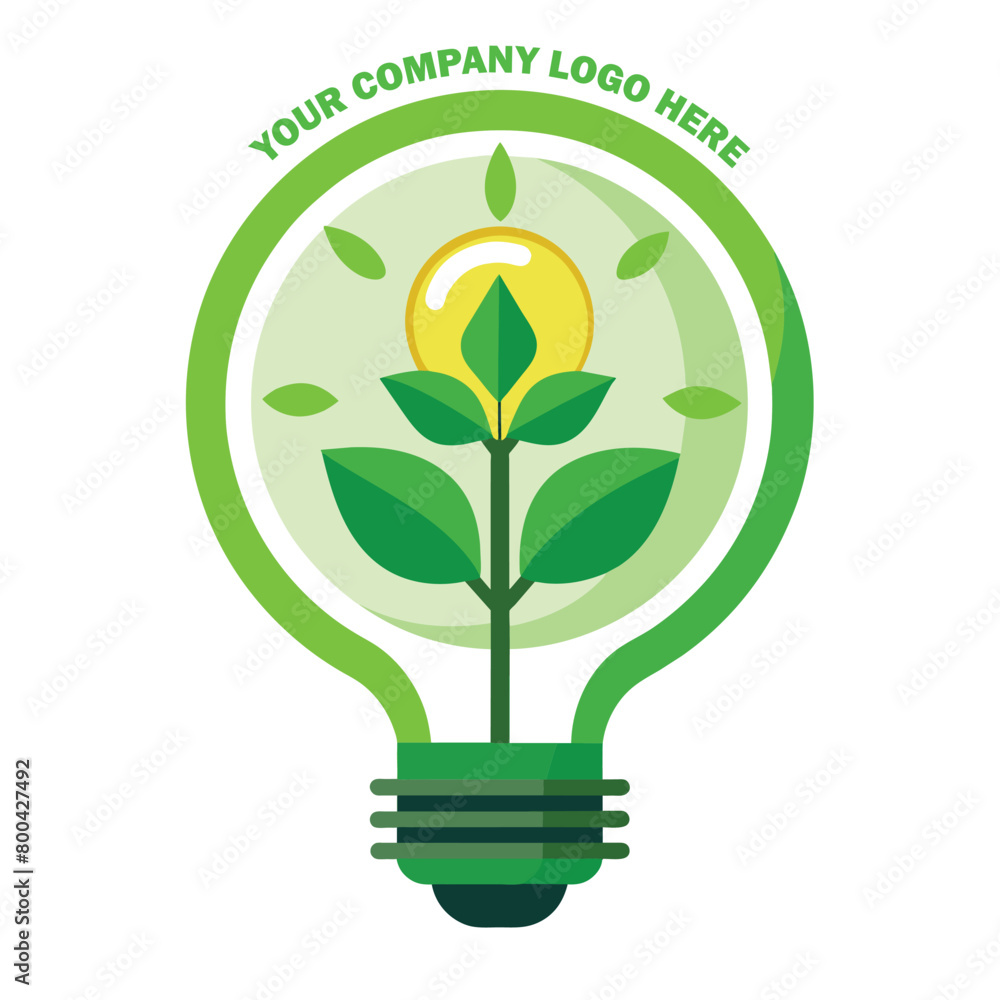 Renewable Energy Resources Logo with a Dynamic Plant Powered Light Bulb ...