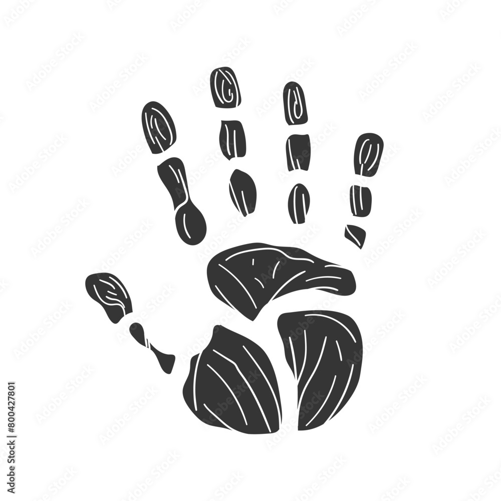 Hand Print Icon Silhouette Illustration. Fingerprint Vector Graphic ...