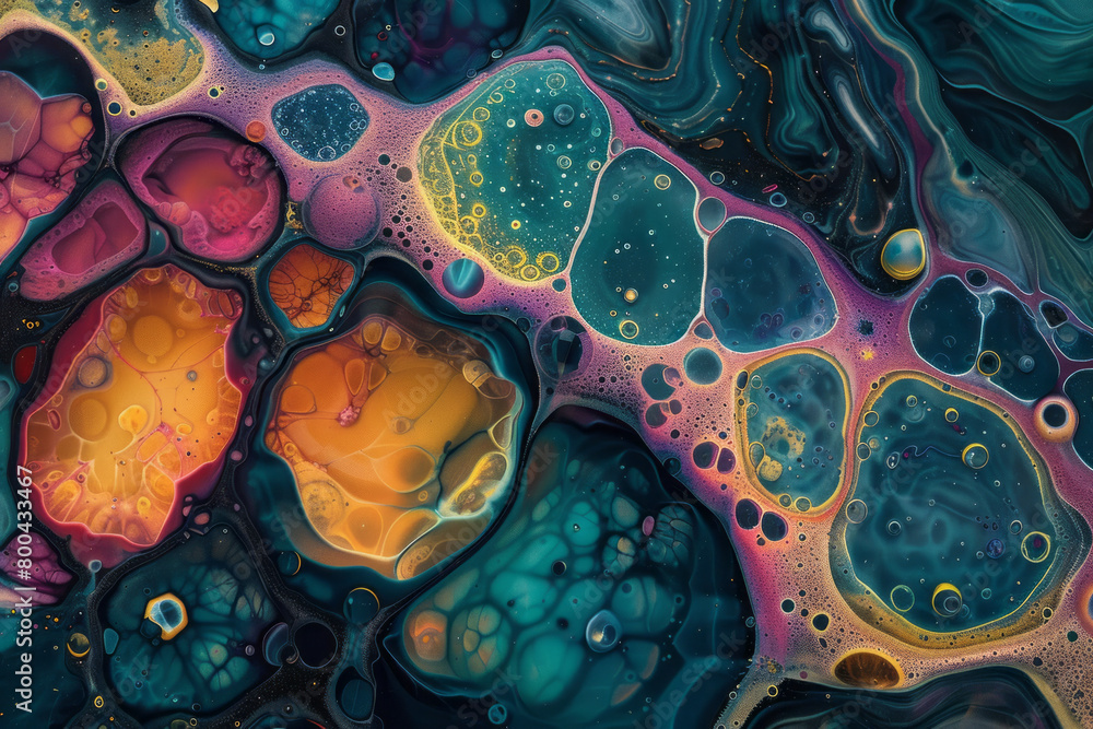 A fluid, organic pattern that resembles a cellular structure under a ...