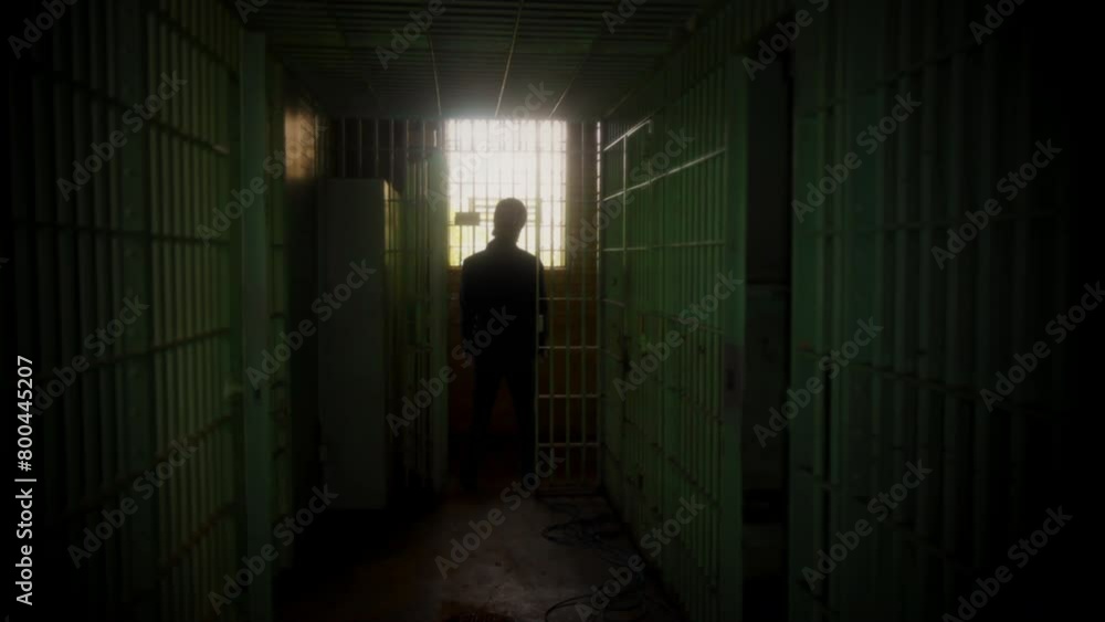 Vidéo Stock Prison Cell Convicted Man Looking Window Lonely Man ...