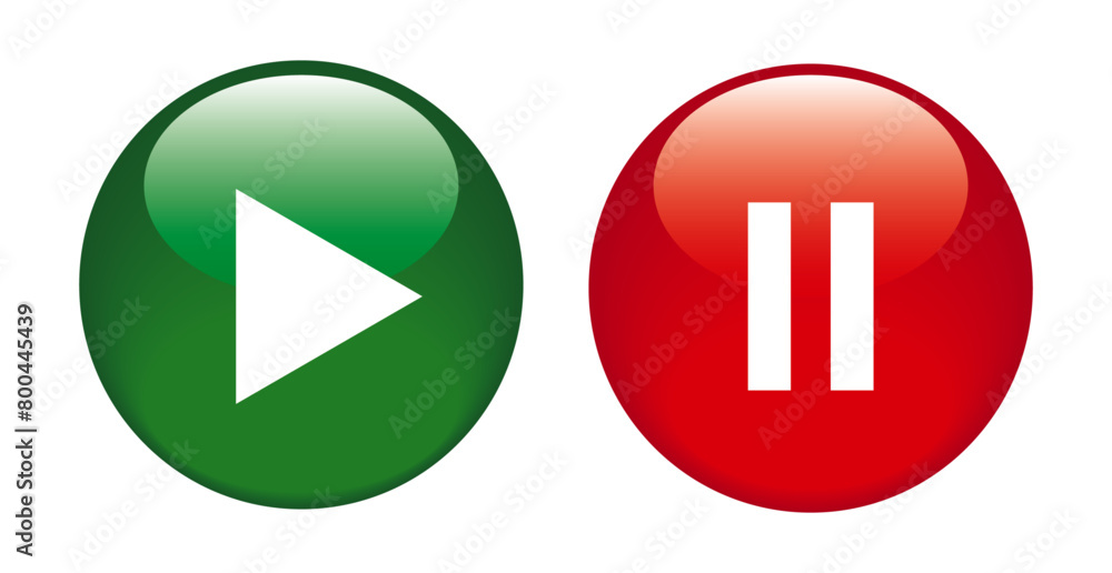 Play and pause 3D buttons isolated on transparent or white background ...