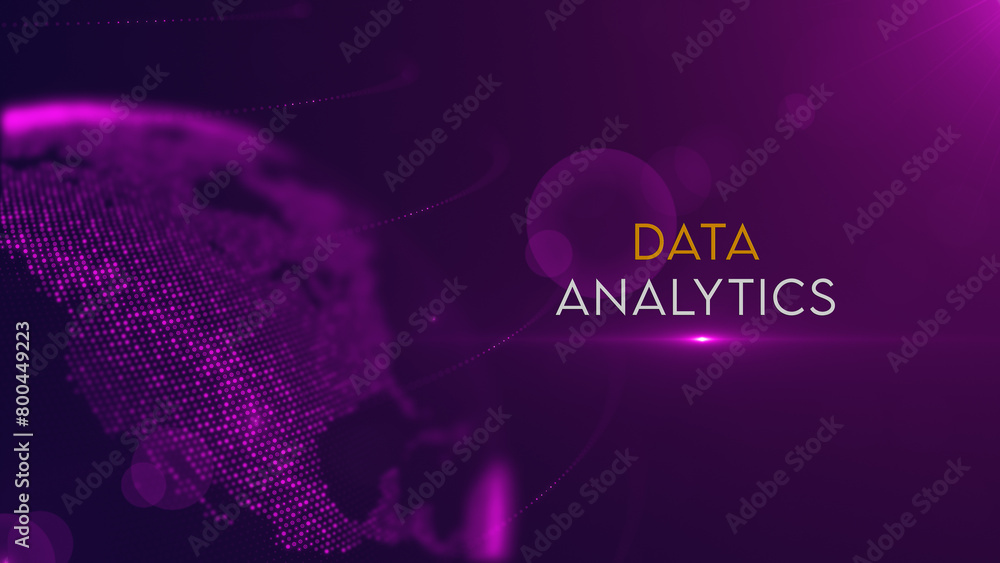 Futuristic Data Analytics Lettering On Purple Blue Shiny Partial View ...
