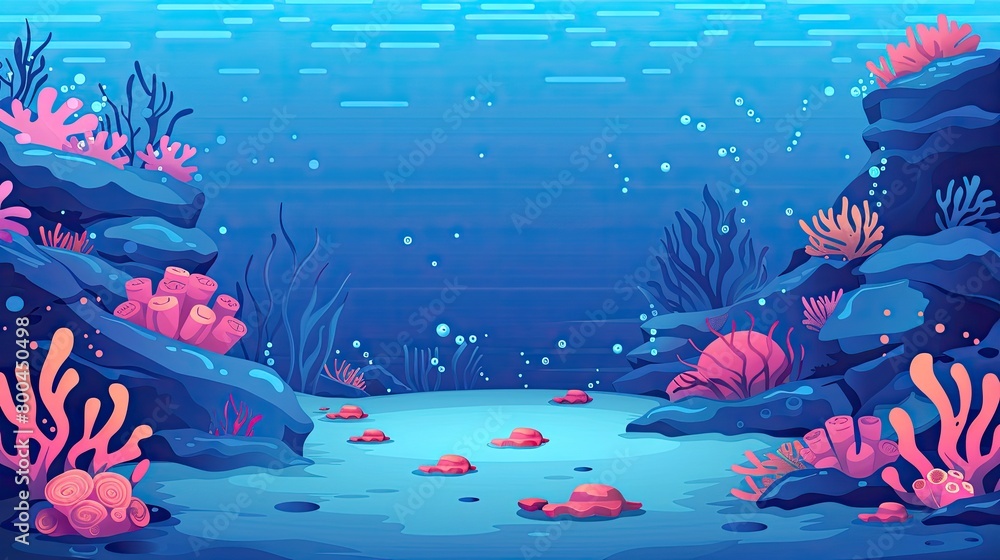 Cartoon Ocean Floor Background: Vector Style Stock Illustration | Adobe ...
