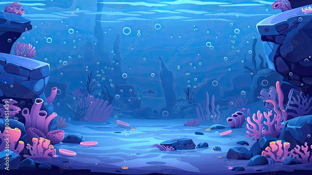 Cartoon Ocean Floor Background: Vector Style Stock Illustration | Adobe ...