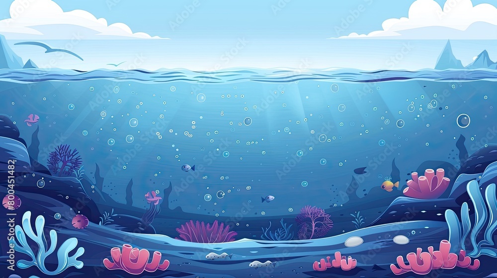 Cartoon Ocean Floor Background: Vector Style Stock Illustration | Adobe ...