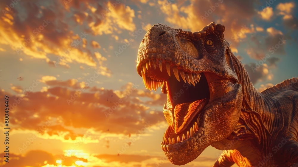 AI-generated majestic dinosaurs in a prehistoric landscape ...