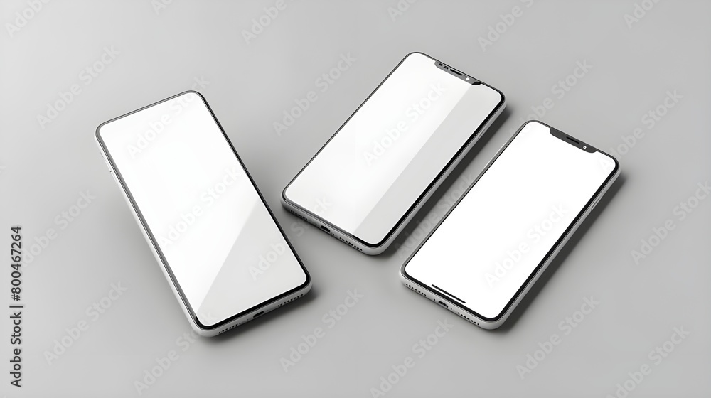 Realistic smartphone mockup. Cellphone with blank white screen, mobile ...