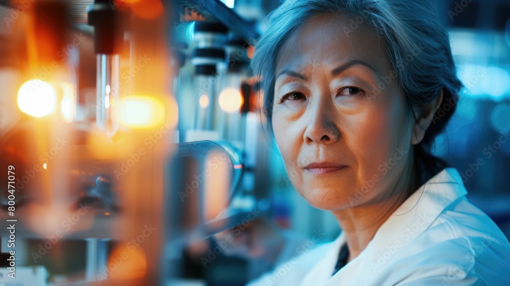 The picture of the senior asian female scientist in her early 60s ...