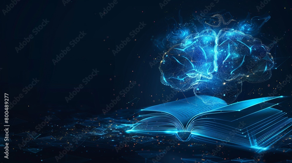 Depicting knowledge, education, and creativity, a low-polygonal open ...