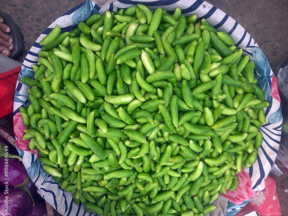 Ivy gourd or Tindora vegetables local market in India, Gujarat Stock ...