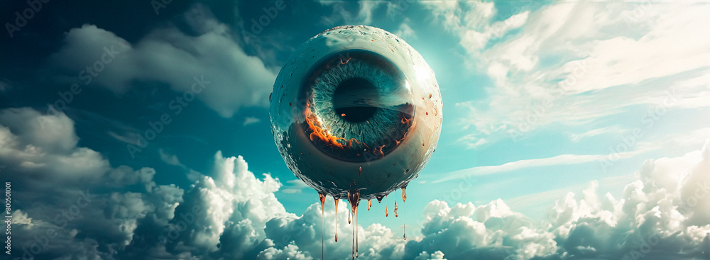 Surreal Sky Giant Eye Emerging in Clouds for Digital Art Concepts photo ...