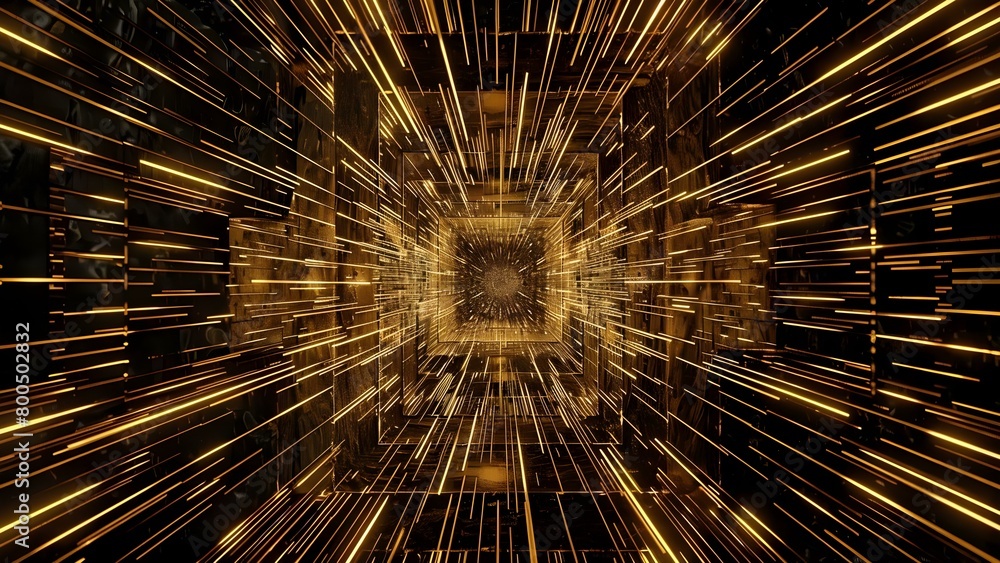 Gold Light Beams: Minimalist Digital Art with Dark Two-Dimensional ...
