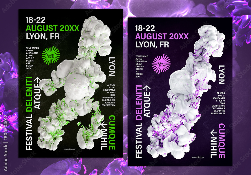 Set of Modern Layout Design Poster with 3D Dynamic Shapes Stock ...