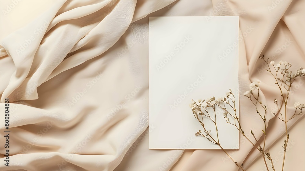 Blank paper sheet cards with mockup copy space, rattan casket and poppy ...