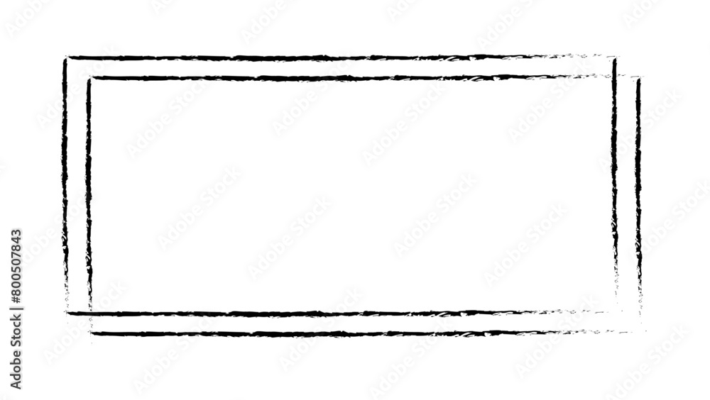 Black grunge rectangle empty frame isolated on transparent or white ...
