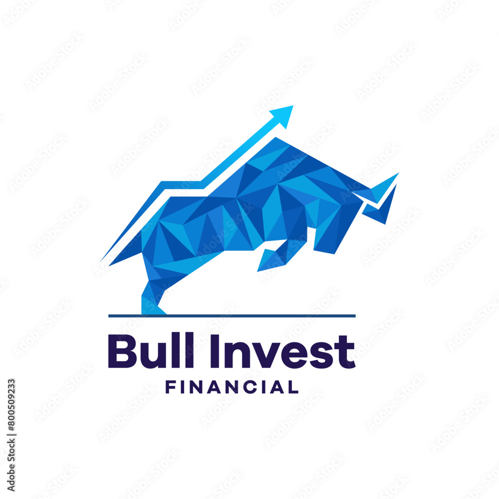 Financial bull logo design. Trade Bull Chart, finance logo. Economy ...