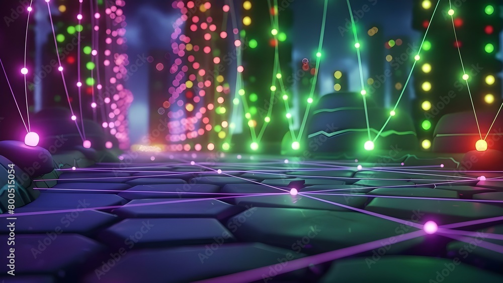 Elegant digital mesh network design in lavender to forest green for ...