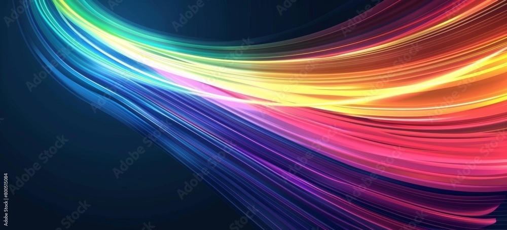 Colorful rainbow light rays background with a soft glow and lens flare ...