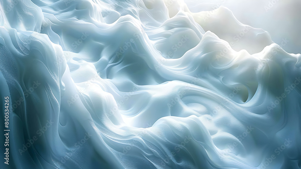 Abstract fluid 3D realistic of Baby blue and white wavy background ...